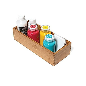 Lipper International Bamboo Utensil Holder Storage Box for Cooking Tools, Makeup, or Office Supplies, 5" x 12" x 3"