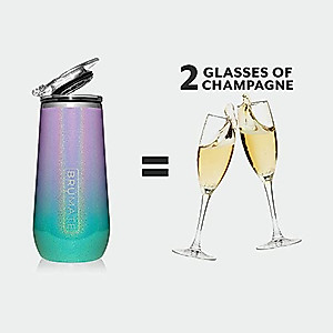 BrüMate 12oz Insulated Champagne Flute With Flip-Top Lid - Made With Vacuum Insulated Stainless Steel (Glitter Mermaid)