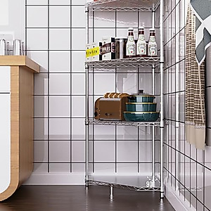 6 Tier NSF Corner Wire Shelf Shelving Unit, 20 x 20 x 72 Inch 600lbs Capacity Heavy Duty Adjustable Metal Storage Rack with Leveling Feet & Shelf Liners for Office Kitchen Bathroom and More - Chrome
