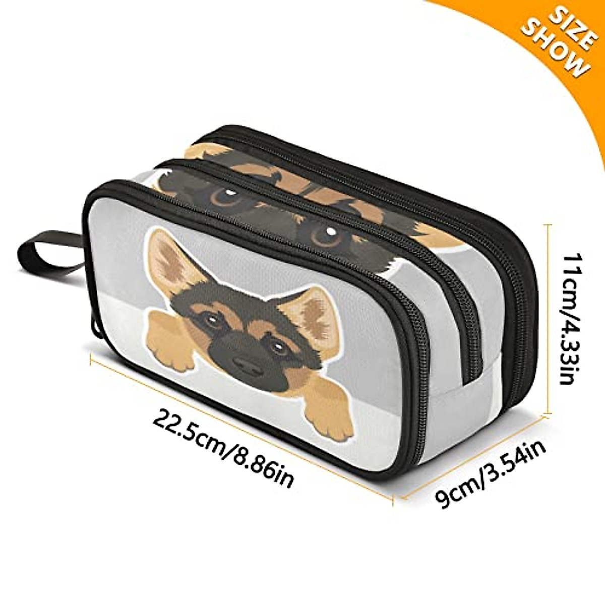 J JOYSAY German Shepherd Puppy Dog Pencil Case Large Big Capacity Pencil Bag for Girls Boys Pen Bag Stationery Pouch Zipper for College Students School Office