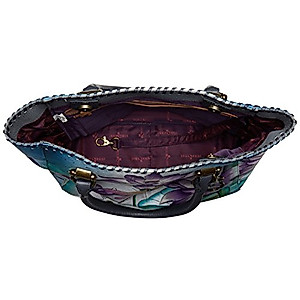 Anuschka Women’s Leather Large Tote-Hand Painted Exterior, Tranquil Pond,One Size