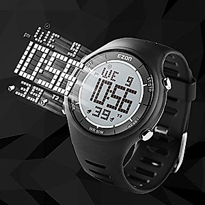 EZON Digital Sport Watch for Outdoor Running with Countdown Timer and Stopwatch Waterproof Mens Black Watch Black L008A11
