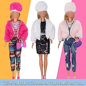 EuTengHao Doll Winter Coat Clothes Accessories for 11.5'' Girl Doll Include Doll Shoes Winter Fashion Coat Jacket Tops Jeans Dress Hat with Hangers Necklaces Bags for Girls Xmas Gift