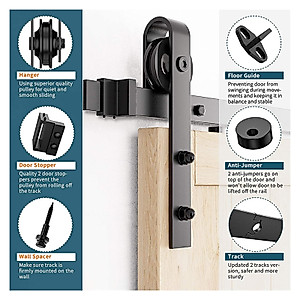 Barn Door Hardware kit 6ft Sliding Barn Door Hardware Kit, Mechanism Carbon Steel Smoothly Quietly Easy Install Hardware Track Kit