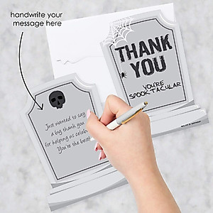 Big Dot of Happiness Graveyard Tombstones - Shaped Thank You Cards - Halloween Party Thank You Note Cards with Envelopes - Set of 12