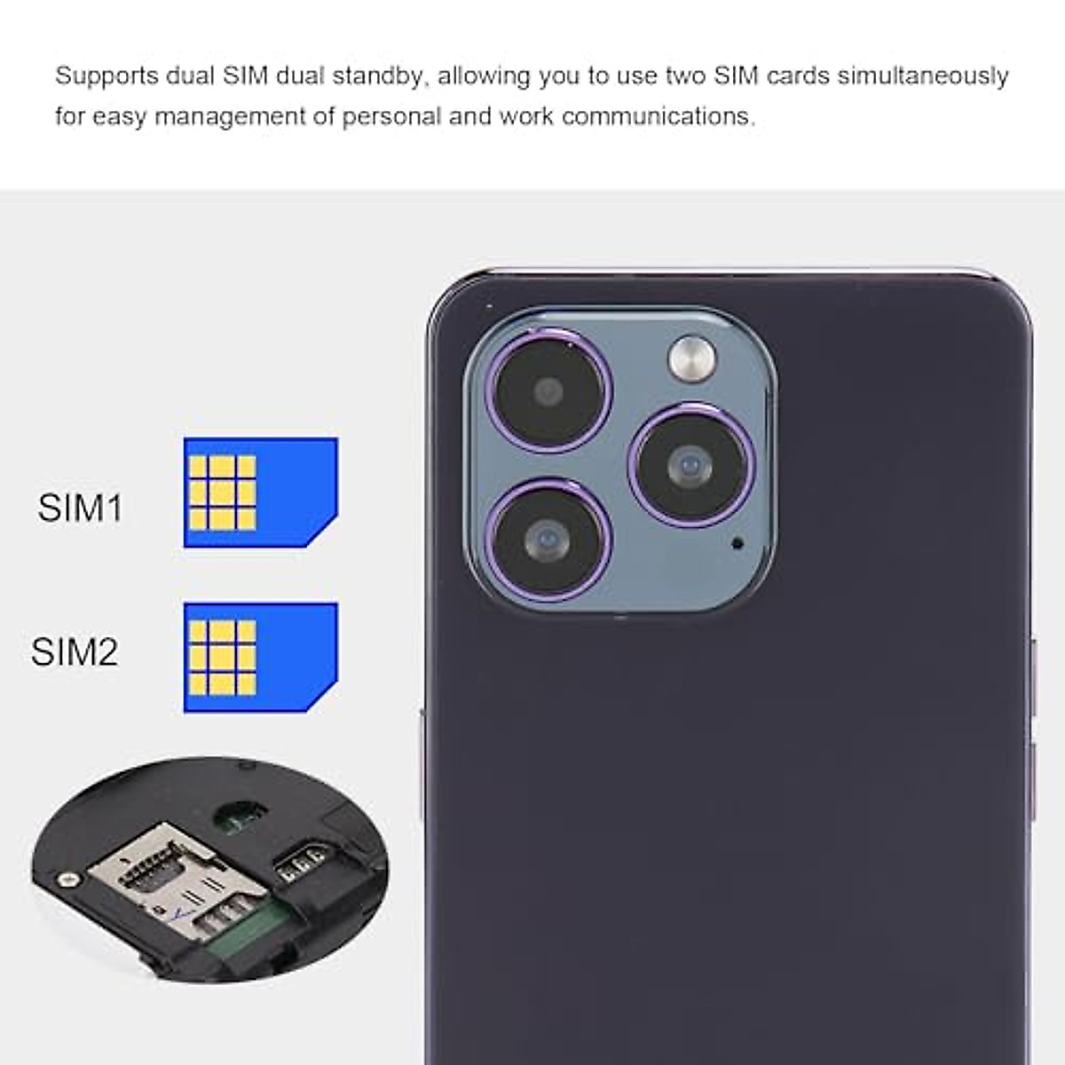 Dilwe Cell Phone 6.53 Inch, 2520x3200 HD, 8GB+64GB, 8MP Front 24MP Rear Camera Unlocked Cell Phone, Dual SIM Ultra Slim Smartphone for Android 12 (Purplecolor)