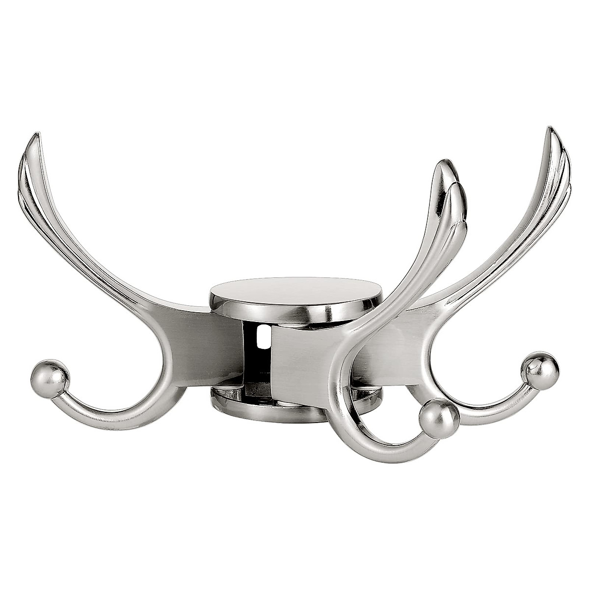 Ovlist Swivel Coat Hook 2 Pack Heavy Duty Space Saving Towel Rope Hook Wall Mount Triple Swing Arms for RV Bathroom Kitchen Garage,Brushed Nickel