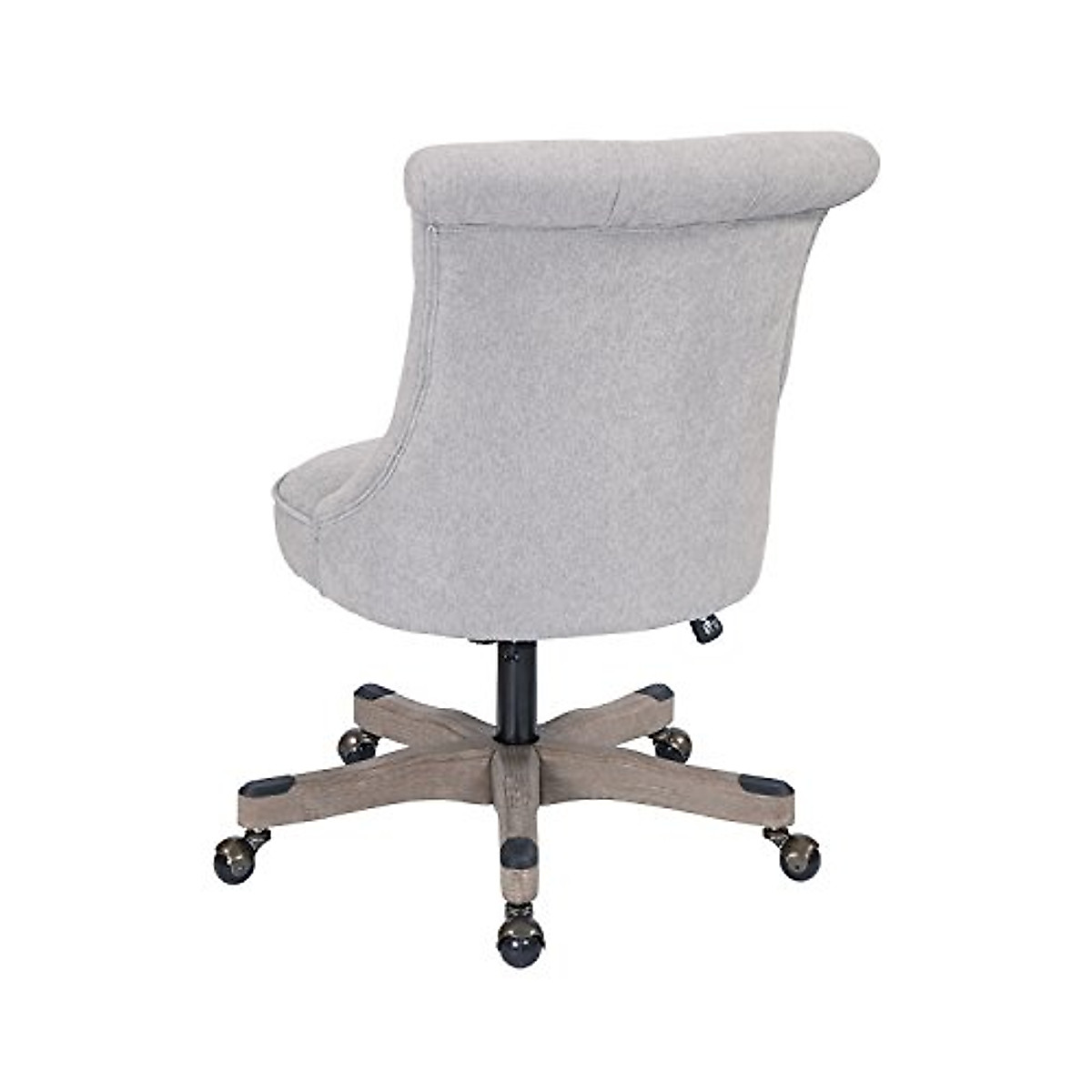OSP Home Furnishings Hannah Tufted Office Chair with Adjustable Height and Grey Wood Base, Fog Fabric