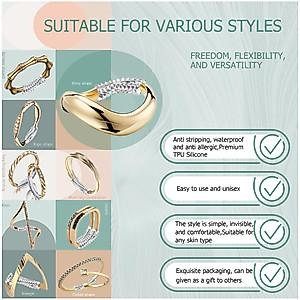 Kueroami Ring Size Adjuster for Loose Rings - Invisible Ring Guards for Women Loose Rings,12Pcs-4 Sizes,Transparent Spiral Silicone Ring Sizers Set (Clear)