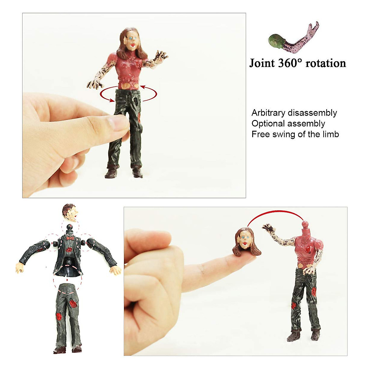 Lynkaye 6 Pcs Zombie Dolls Action Figures Toys Walking Dead Toys Terror Corpse Articulated Joints Miniature Model for Halloween Party Decorations As Gifts for Kids Toys