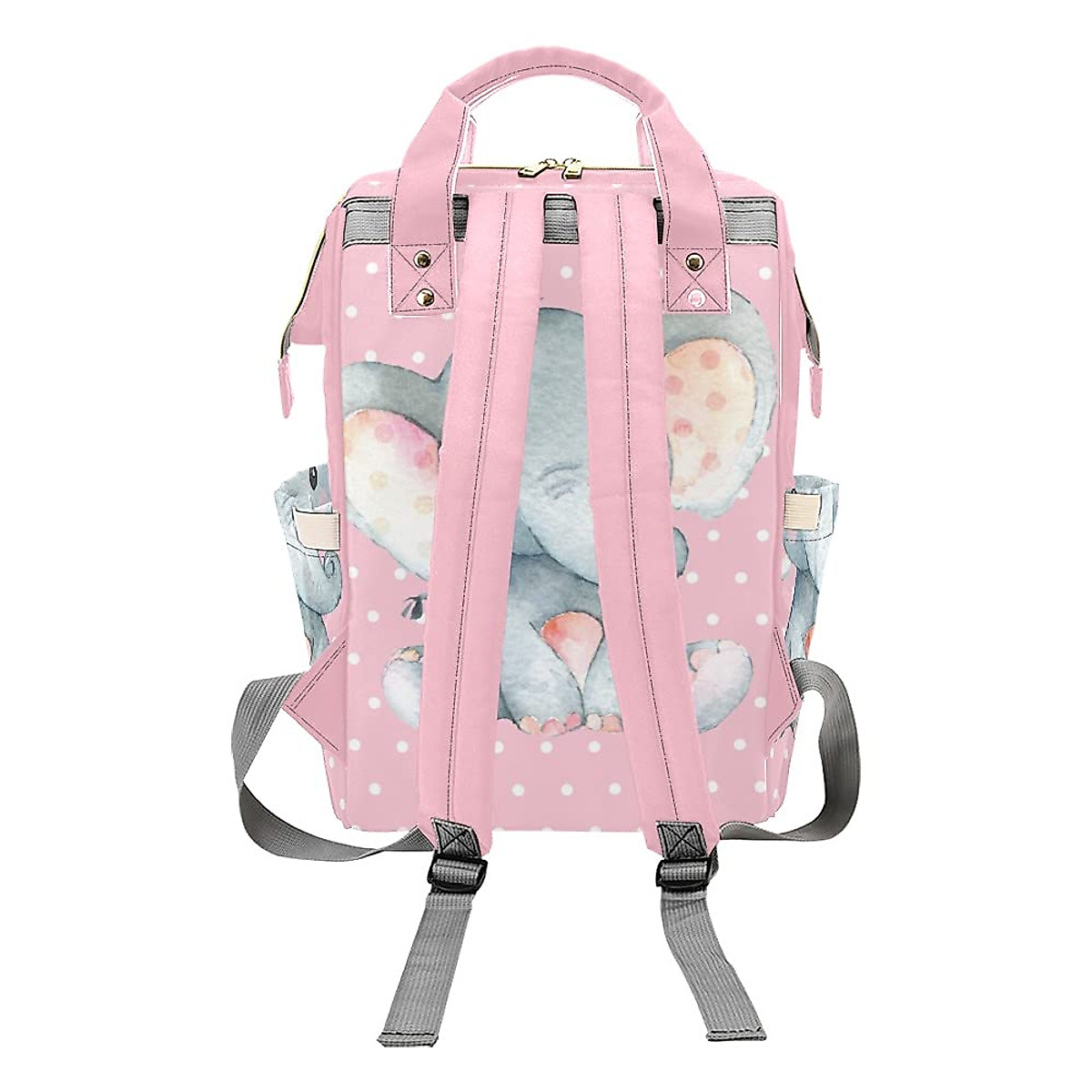 Pink Polka Dot Elephant Diaper Bags Backpack Personalized Baby Bag Nursing Nappy Bag Travel Tote Bag Gifts