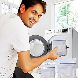 Eraizo 2 pcs durable honeycomb mesh laundry bag for washing delicate clothing bags for socks and underwear, 12 x 16 inches