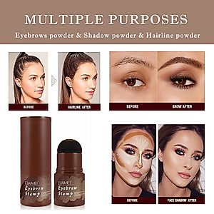 God Blomster Eyebrow Stamp Stencil Kit, Eyebrow Stamp Kit Waterproof, Eyebrow Stamp Makeup Tools with 24 Reusable Eyebrow Stencils, Eyebrow Pen Brush and Eyebrow Trimmer (Dark Brown)