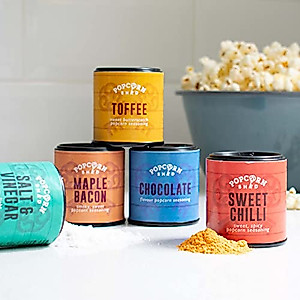 Popcorn Seasoning Kit, Make Your Own Popcorn, Five Delicious Popcorn Seasonings Set + 18oz Popcorn Kernels, Vegan and Gluten Free - Movie Night Gift - Imported from the UK - British Candy from England