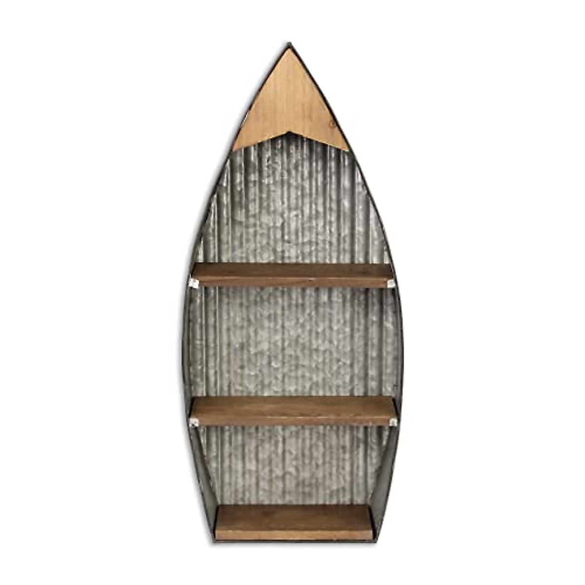 Contemporary Home Living 10.5" Gray and Brown Wall Hanging Boat with Shelves