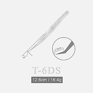 JOVISA T-6Ds Tweezer Made In Japan Eyelash Extension Tweezers for Mega Volume And 3D 6D Mink Eyelash, SUS 304 Stainless Steel Straight Angled Tip False Eyelash Extension Supplies
