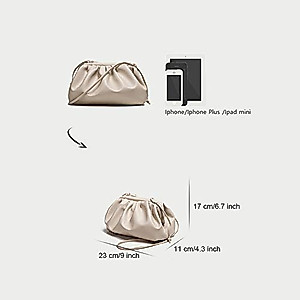 KOOIJNKO Womens Pouch Dumpling Crossbody Bag Cloud Handbag Soft Clutch Purse Shoulder Bag, White
