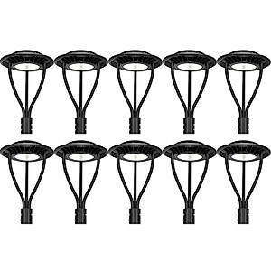 OPENLUX 10 Pack 60W LED Post Top Light with Dusk to Dawn Sensor, DLC ETL Listed 8400Lm IP65 Waterproof Outdoor Pole Light Fixture for Garden Yard Street Lighting AC100-277V