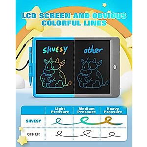 SHUESY LCD Writing Tablet for Kids – 8.5 inch Colorful Graffiti Drawing Board for Toddlers – Magic Scribble Doodle Board – Touch Screen LCD Drawing Tablet – Doodle Pad for Toddler 1-3 4-8 (Blue)
