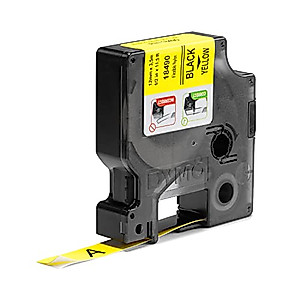 DYMO Industrial Labels for DYMO Industrial RhinoPro Label Makers, Black on Yellow, 1/2", 1 Roll (18490)