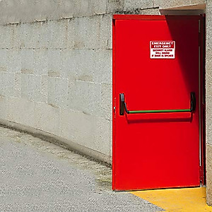 Emergency Exit Only Sticker, Emergency Exit Only - Security Alarm Will Sound If Door Is Opened Label, 2 Pack, 10 x 7 inch Self-Adhesive Vinyl Decal Stickers, Reflective, UV Protected, Waterproof