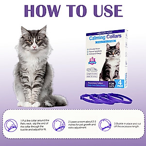 Minasuki 4 Pack Calming Collar for Cats - Long-Lasting Anxiety and Stress Relief, Relaxing Cat Collar,Adjustable Pheromones Collar for Cats，Natural Soothing 60 Days of Continuous Calming Move