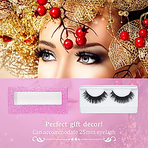 100-Piece Eyelash Case Set, 50 Glitter Paper Lash Boxes, Pink Storage Tray