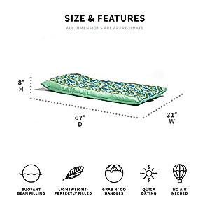 Big Joe Kona No Inflation Needed Pool Lounger with Headrest, Tropical Palm Green Double Sided Mesh, 5.5ft Big