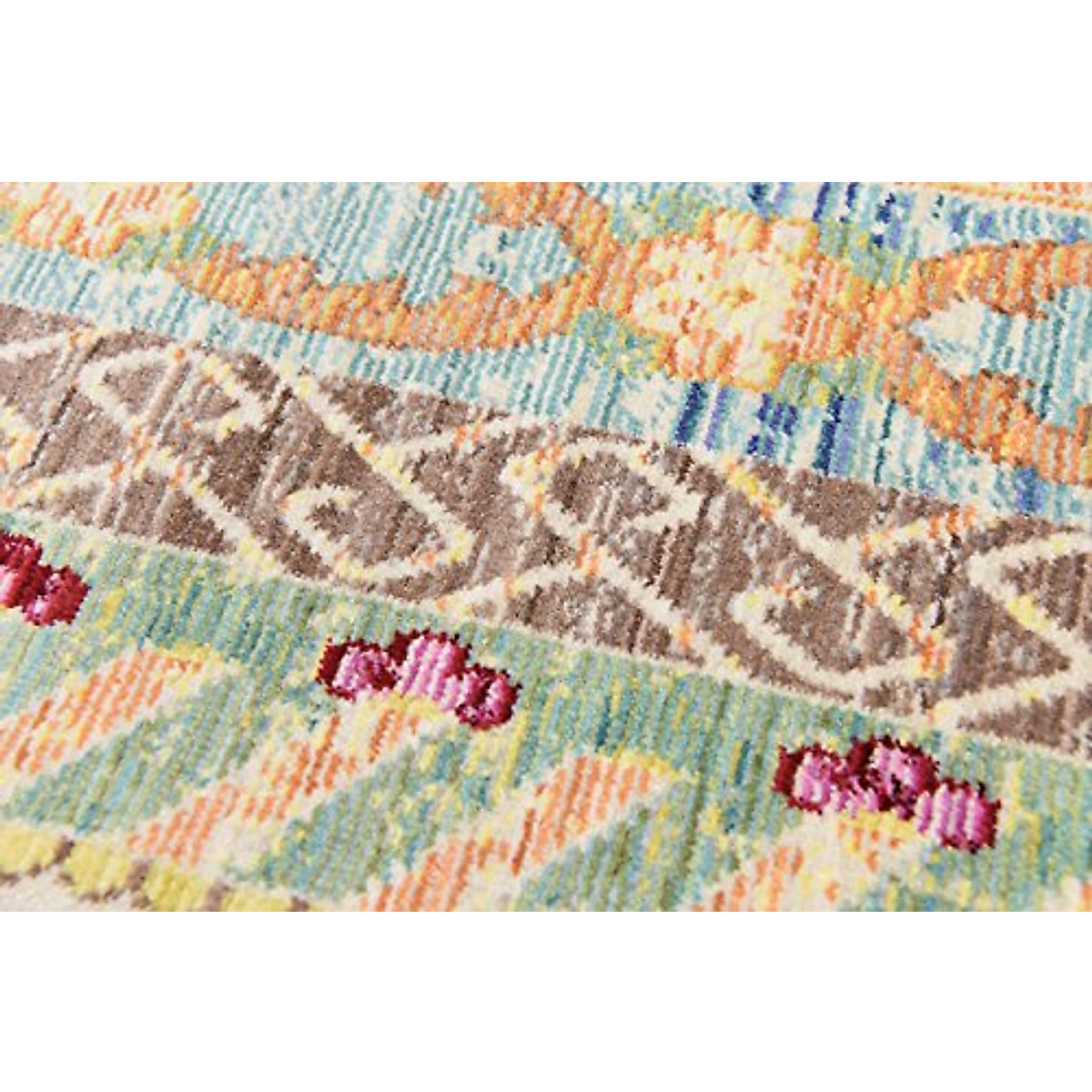 Unique Loom Austin Collection Traditional Border, Floral, Vintage Area Rug, 8' 0" x 10' 0", Blue/Green