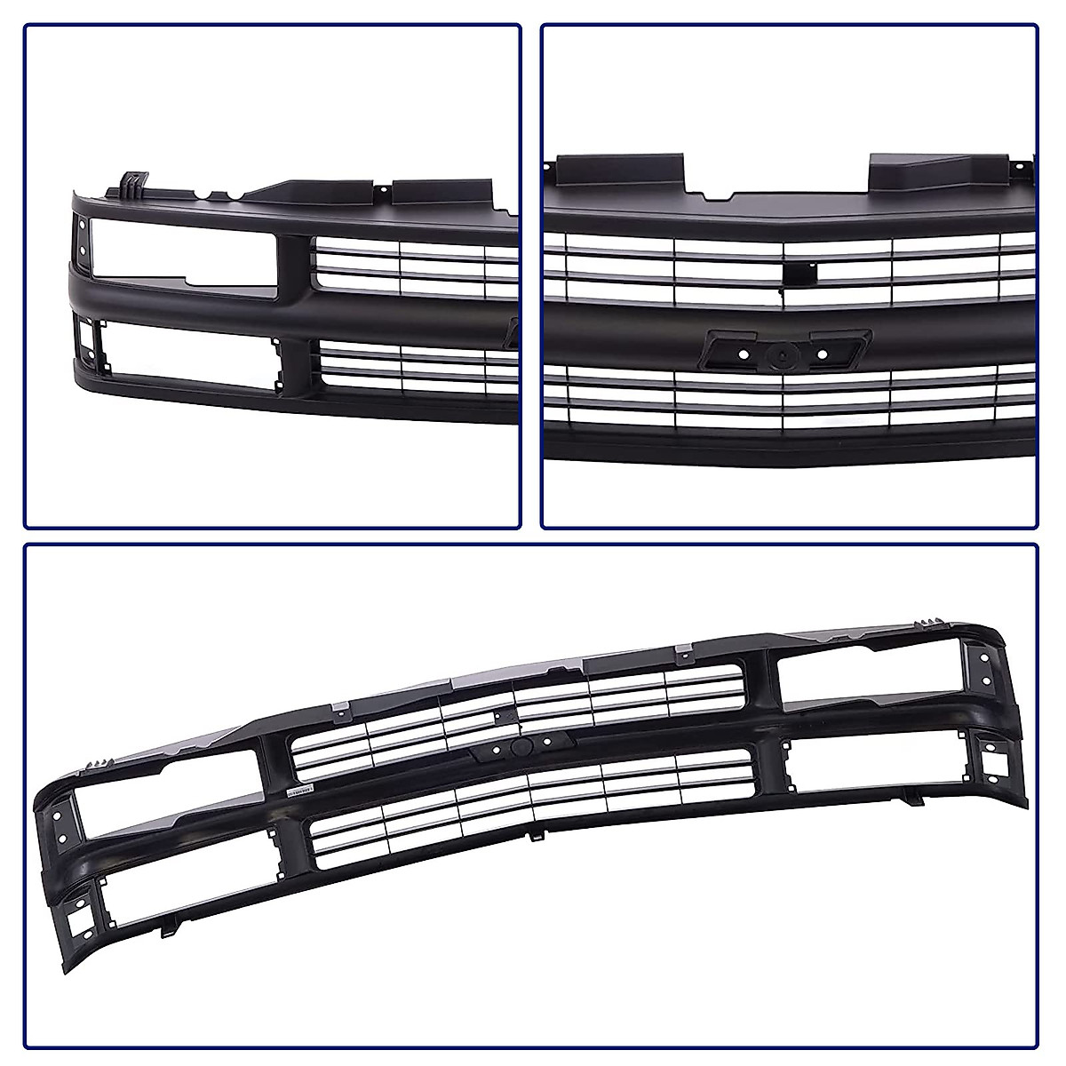 JustDrivably Replacement Parts Front Grille Grill With Black Shell Frame With Black Insert With Dual Headlight Type Compatible With Chevrolet C/K 1500 2500 3500 Full Size 1994-2000 Suburban