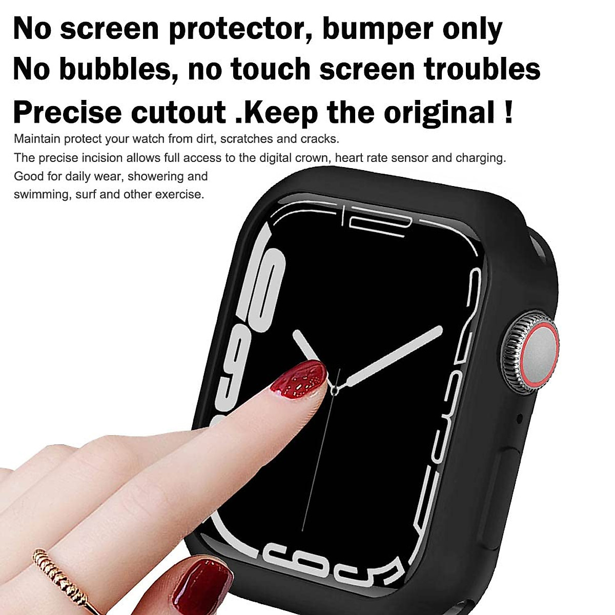 BOTOMALL Compatible with Apple Watch Bumper Case 45mm Series 9 Series 8 Series 7 Soft Flexible TPU Thin Lightweight Protective Cover for iWatch [NO Front Screen Protector]