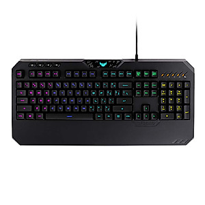 ASUS Mechanical Membrane RGB PC Gaming Keyboard - TUF K5 | Programmable Onboard Memory | Dedicated Media Controls, Aura Sync RGB Lighting | Spill, Sweat & Abrasion Resistant - Highly Durable | Black