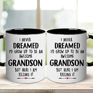 LOTWATEGO Christmas Gift for Grandson - Grandson Mug - Grandson Birthday Gifts From Grandma Grandpa - Cool Grandson Mug - I Never Dreamed I'd Grow Up To Be Awesome Grandson - Funny Coffee Mug 11 OZ