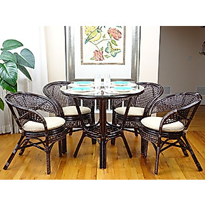 Wickerix Pelangi Handmade Rattan Dining Wicker Chair w/Cushion, Dark Brown