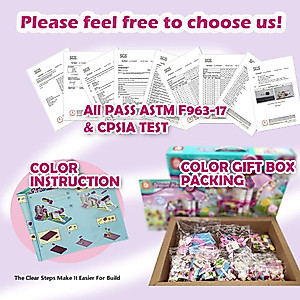 JIMUJIA Princess Castle Girls Building Blocks Toys 541 Pieces Multi Shaped Pink Castle Hot Air Balloon Toys for Girls Construction Bricks Christmas Birthday Gift for Kids Age 6-12 and Up (520 Pieces)