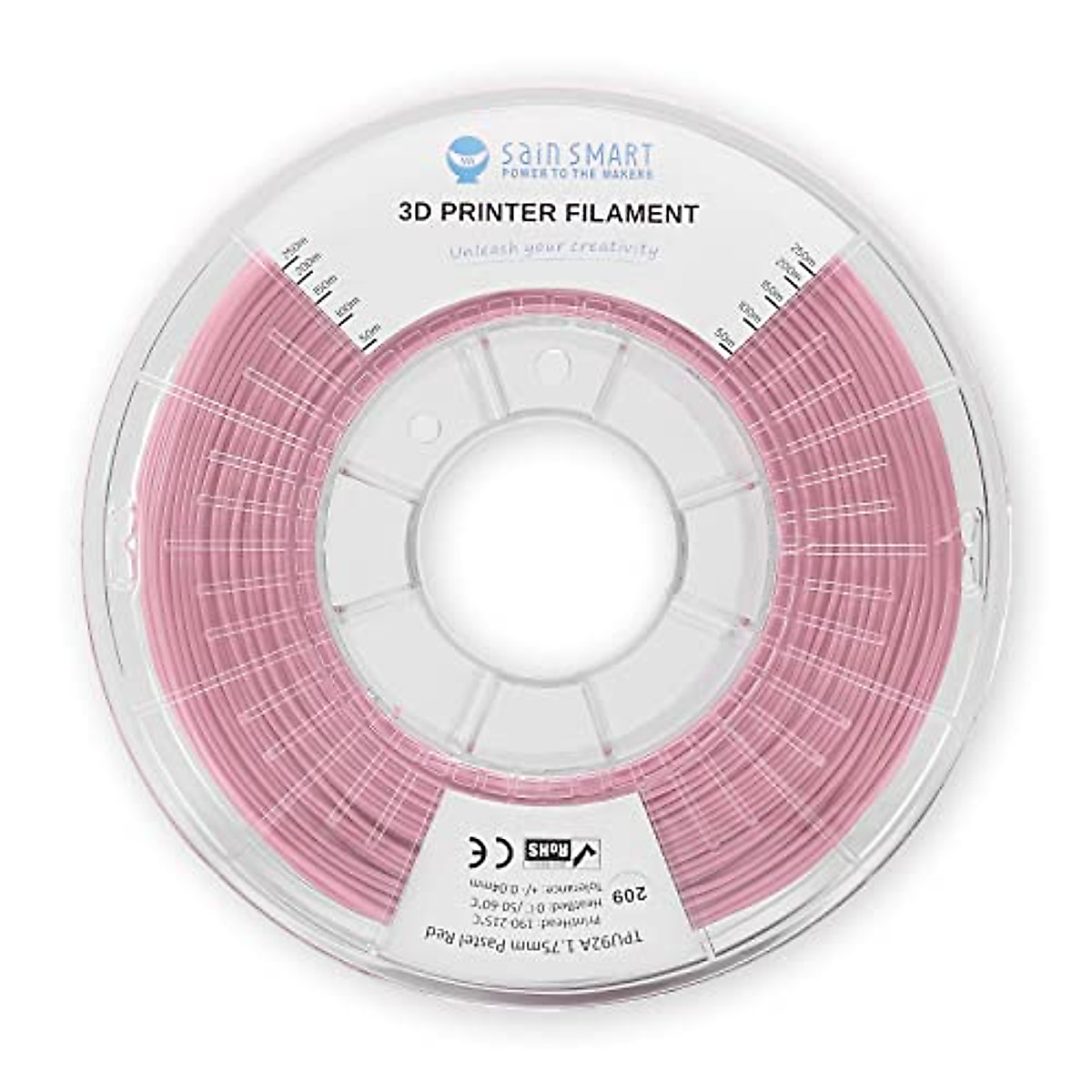 SainSmart TPU 1.75mm 92A Flexible TPU 3D Printer Filament, Dimensional Accuracy +/- 0.04 mm, 1KG Spool, Soft Pink