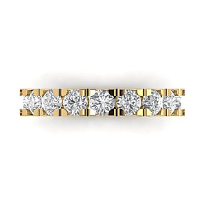 1.44 ct Round Cut Clear Simulated Diamond 14k Yellow Gold Stackable Wedding Engagement Promise anniversary Band Sz 9