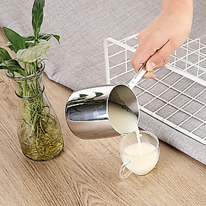 Milk Warmer Turkish Coffee Pot Butter Warmer Melting Pot 18/10 Stainless Steel Small Saucepan with Pour Spout Cookware 12 oz Capacity (370ML)