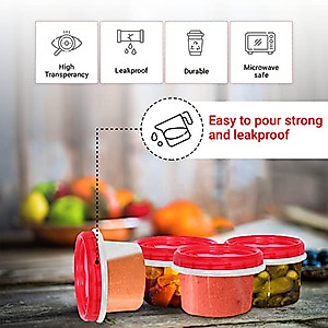 [Red - 12 Pk] Airtight Deli Containers with Lids Twist Lock Top Clear Food Storage for Meal Prep Snacks and Leftovers Freezer and Microwave Safe Stackable Leak-Resistant and 12 Pc. Set (16 Ounce)
