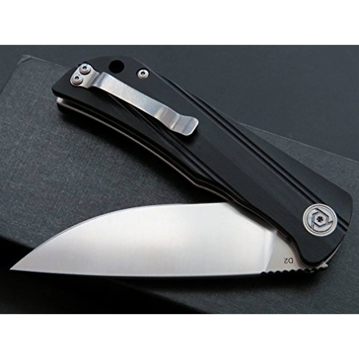 Eafengrow CH3001-G10 Folding Knives D2 Steel Blade G10 Material Handle Camping Knife Flipper Blade Knife Hunting Survival Hand EDC Tools (Black)