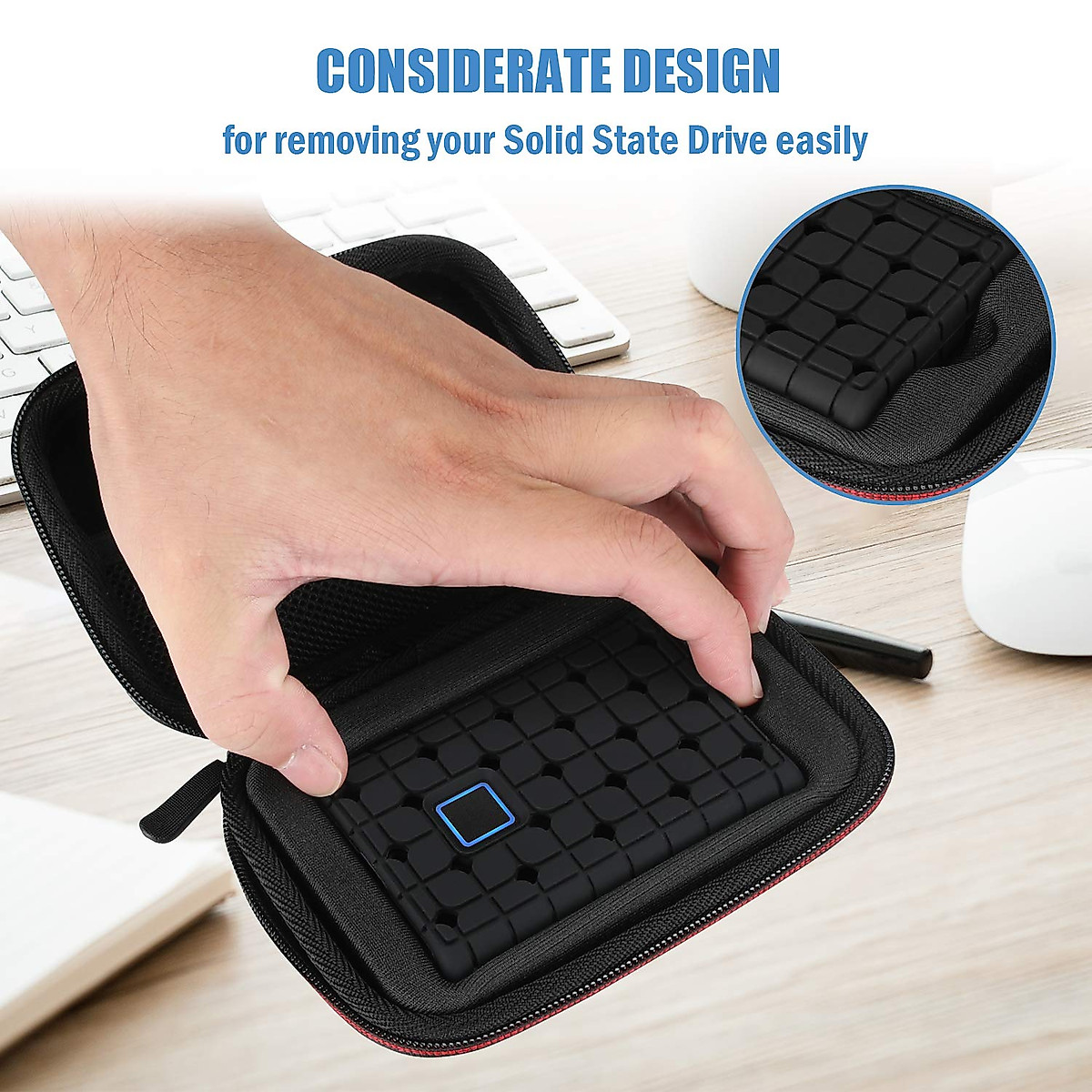 ProCase Hard Carrying Case Compatible for Samsung T7 / T7 Touch Portable SSD with Silicone Cover, Shockproof Storage Travel Organizer for T7 Touch Portable 500GB 1TB 2TB USB Solid State Drives -Black