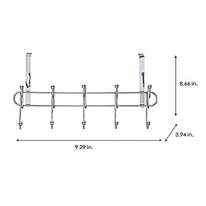 Simplify 10 Hanging Hook, Good for Towels, Jackets & Accessories, Fits Standard Doors, Chrome