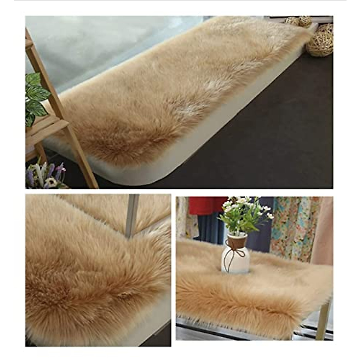 Luxurious Fluffy Area Carpet Bedroom Furry Carpet Faux Fur Sheepskin Nursery Carpet Children Room Blanket Living Room Home Decor Floor Mat (50X150cm, Brown)