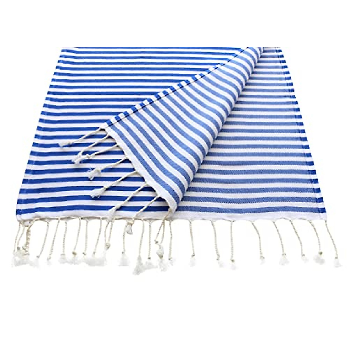 Lykialinens Turkish Hand Towel Set of 2 - Decorative Hand Towels for Bathroom and Kitchen - 100% Cotton 17x40 Inches - Great for Bath and Farmhouse Boho Style Housewarming Decor Gifts (Royal Blue)