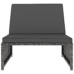 Natulvd Sun Loungers Set of 2 with Table, Adjustable Backrest Outdoor Patio Pool Lounge Chair, Rattan Reclining Chaise Lounger with Cushion - Gray