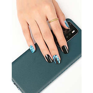 Kalolary Semi Cured Gel Nail Stickers, Starry Night Sky Full Wrap Nail Gel Polish Strips, Brighter Adhesive Real Gel Nail Polish Stickers for Birthday Gift（UV/LED Lamp Required）