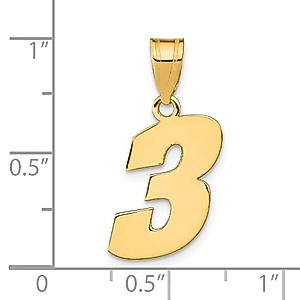 Solid 14k Yellow Gold Block Number 3 Pendant Charm
