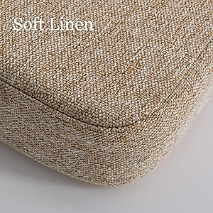 Eiury Kitchen Chair Cushion - 17"x16.5" Indoor Chair Pad with Ties for Dining Chairs - Non-Slip U-Shaped Rubber Back - Machine Washable Seat Cover - Beige