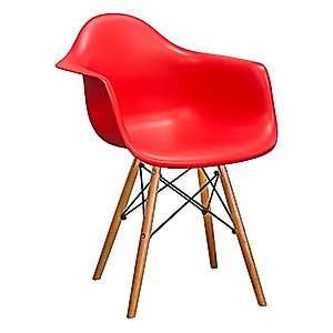 ModMade 5 Piece Paris Tower Dining Set, White Table/Red Chairs