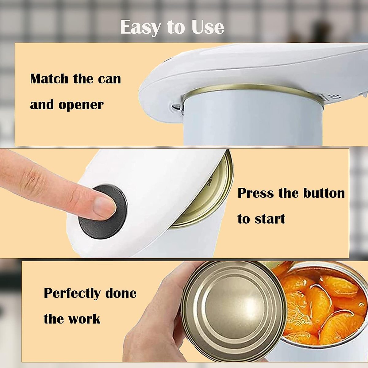 Electric Can Opener, One-Touch Switch Can Opener, Safe Smooth No Sharp Edges Can Opener for Almost Size Can, Can Opener Electric Best Kitchen Gadgets for Chefs, Arthritis and Seniors